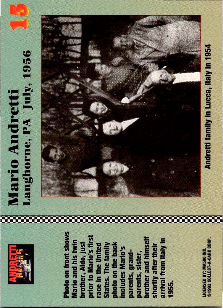 1992 Collect-A-Card Andretti Racing - Mario Andretti #51 for sale ...