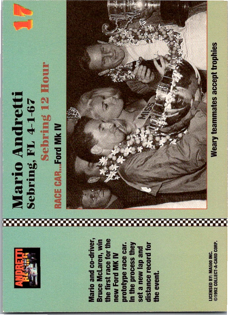 1992 Collect-A-Card Andretti Racing - Mario Andretti #51 for sale ...