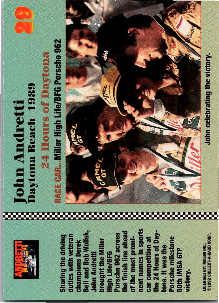 1992 Collect-A-Card Andretti Racing - Mario Andretti #51 for sale ...