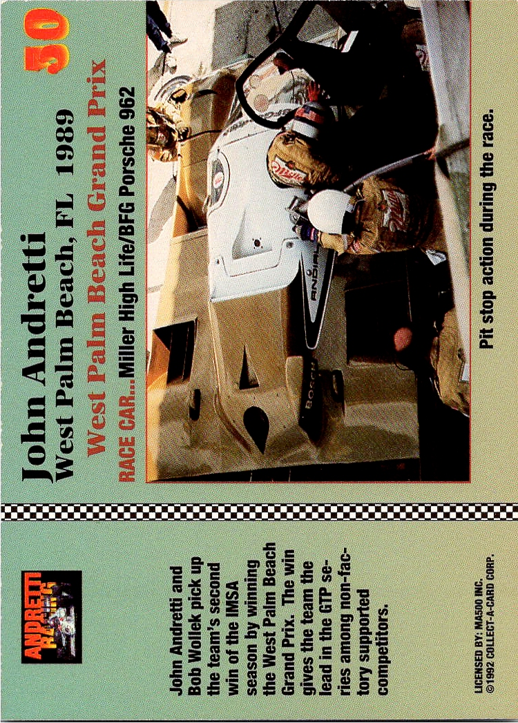 1992 Collect-A-Card Andretti Racing - Mario Andretti #51 for sale ...