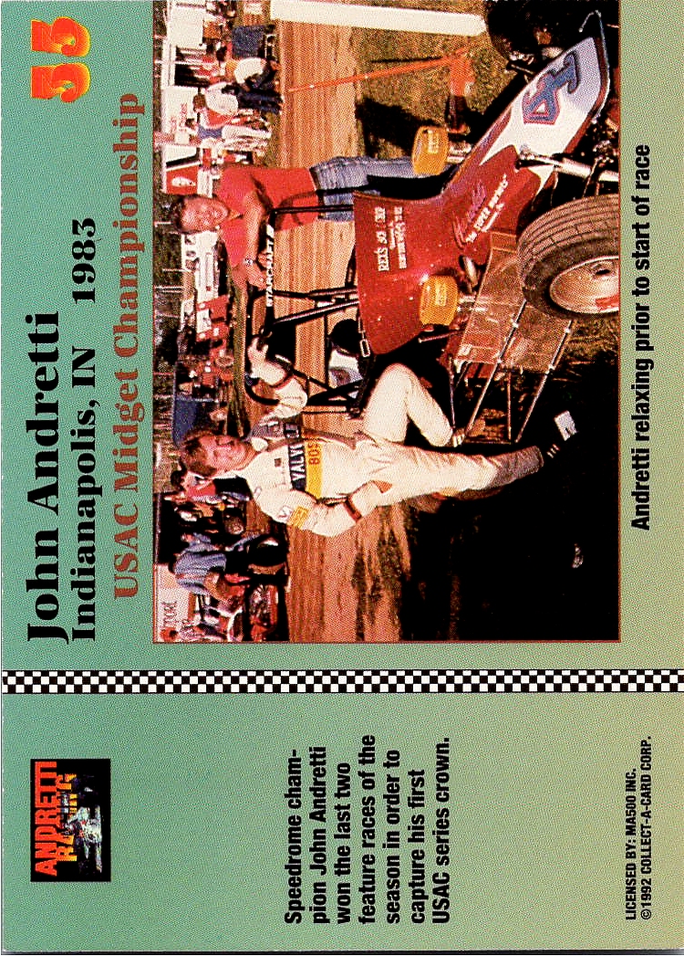 1992 Collect-A-Card Andretti Racing - Mario Andretti #51 for sale ...