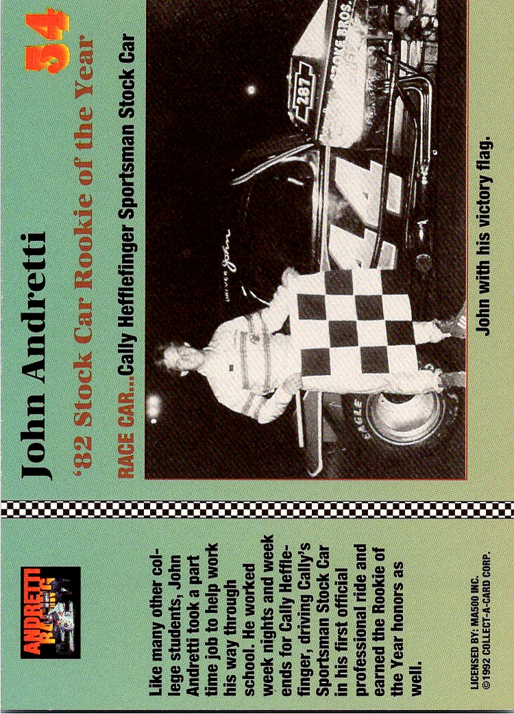 1992 Collect-A-Card Andretti Racing - Mario Andretti #51 for sale ...